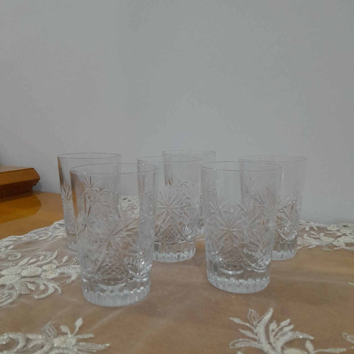Crystal Cut Drinking Glasses, Vintage Drinking Glasses, 6 Piece ...