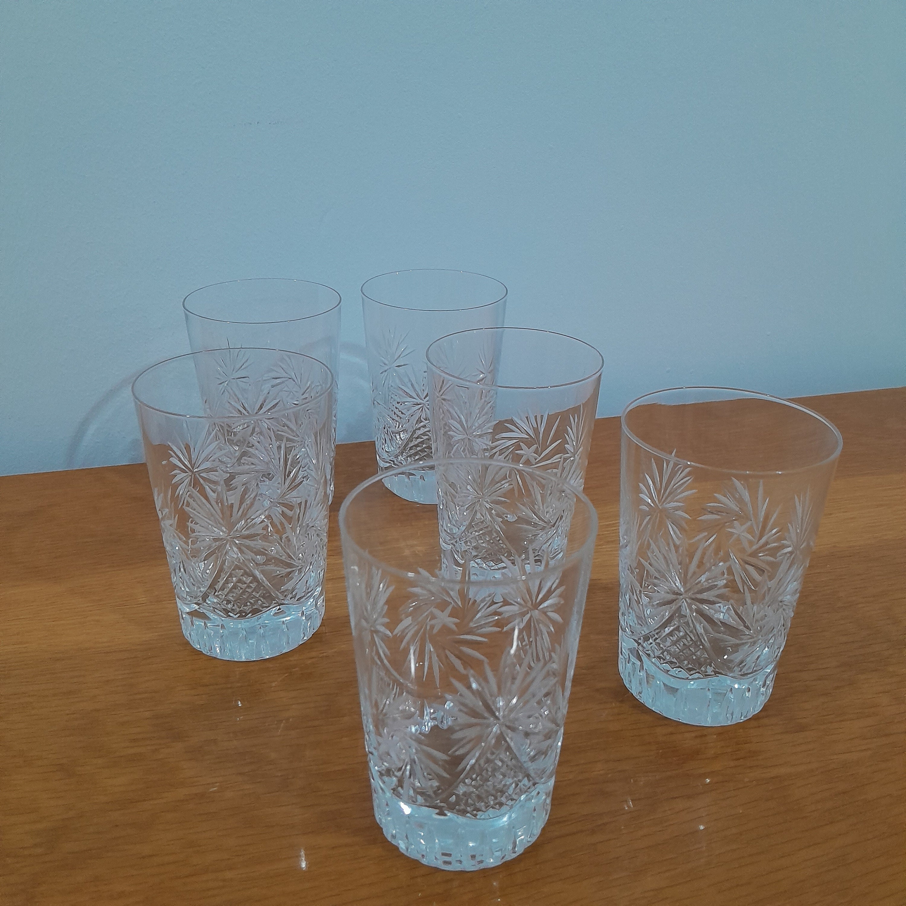 Crystal Cut Drinking Glasses, Vintage Drinking Glasses, 6 Piece ...
