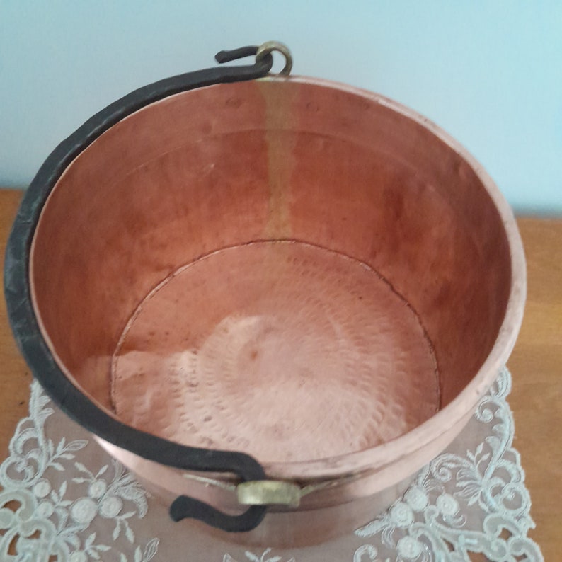 Copper Cauldron Pot, Vintage Copper Bucket, Hammered Copper Vintage Pot ...