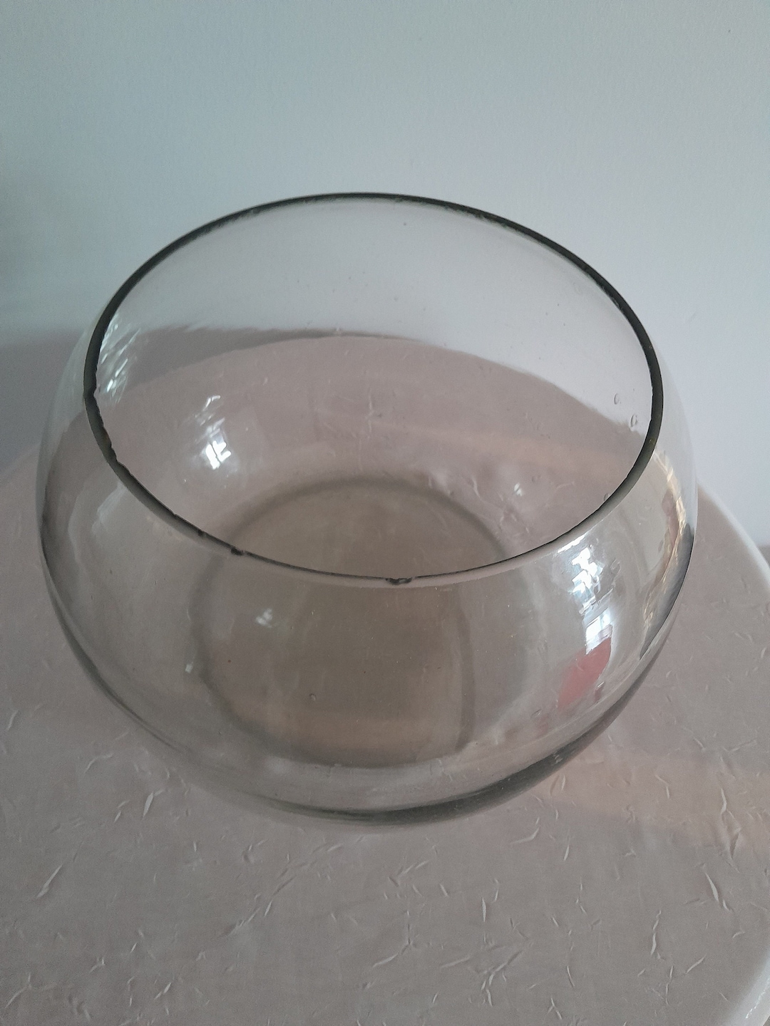 Vintage Large Clear Glass Centerpiece Bowl , Glass Bowl Heavy, Vintage ...