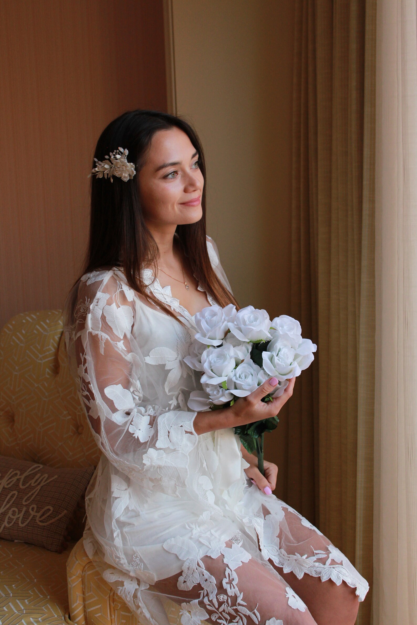 White Lace Bridal Robe/petal Lace Robe /bride Robe/honeymoon - Etsy