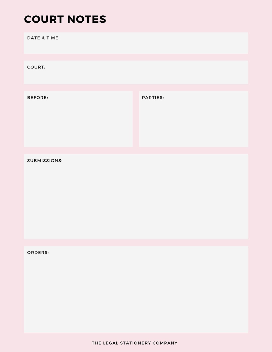 Court Notes Notepad Template - Etsy
