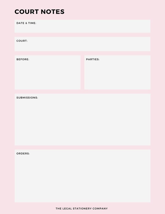 Court Notes Notepad Template - Etsy