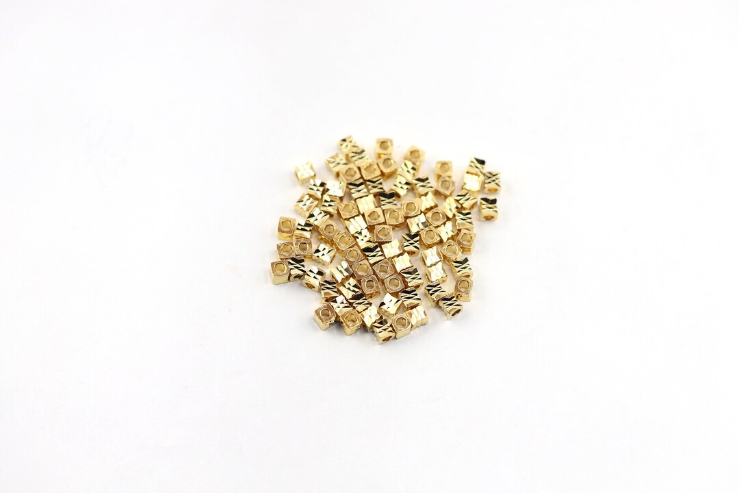 Gold Square Spacer Beads Findings 3x3mm Necklace and Bracelet Spacer - Etsy