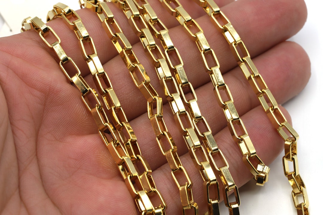 Gold Rectangle Box Chain 4 X 2.50mm, Cable Chain, Chain for Necklace - Etsy