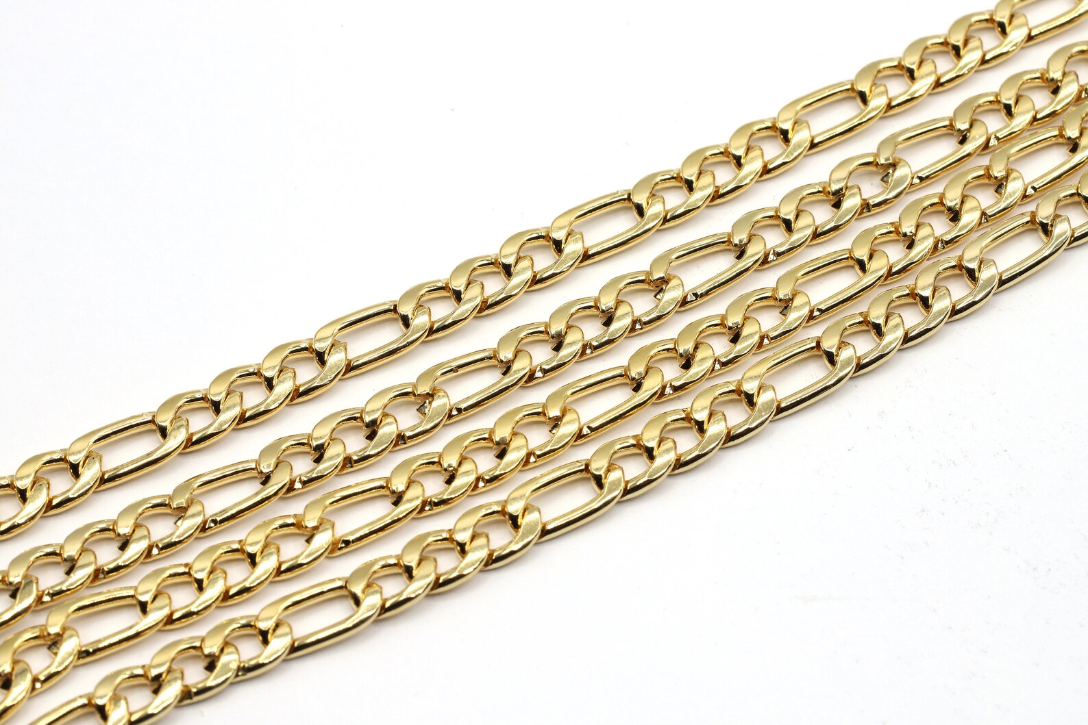 24K Gold Chains 5x11 Figaro Chains Soldered Chain Bulk - Etsy