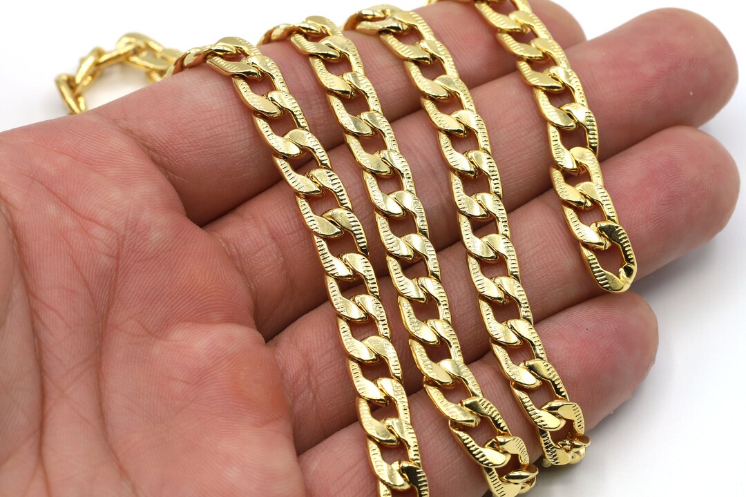 24K Gold Mariner Anchor Chains7x10mm Flat Marina Chainssoldered ...