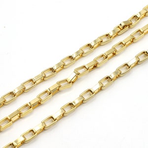 Gold Rectangle Box Chain 4 X 2.50mm, Cable Chain, Chain for Necklace - Etsy