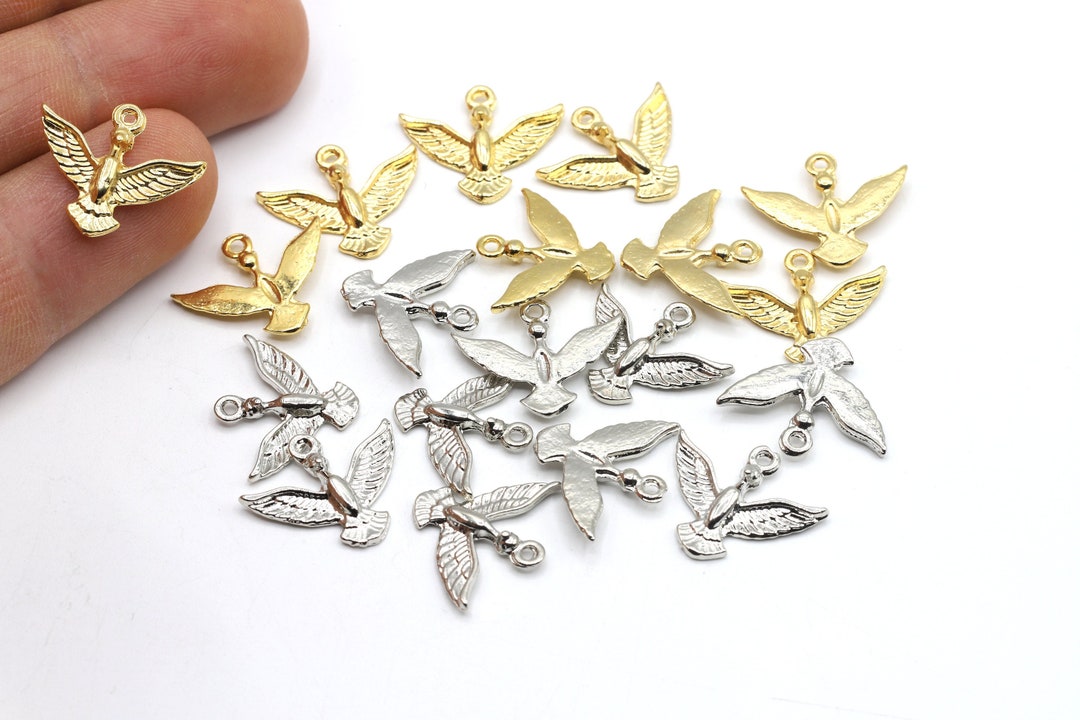 Gold Phoenix Charm 16x19mm Mini Bird Charm Pendant, Gold Plated Bird ...