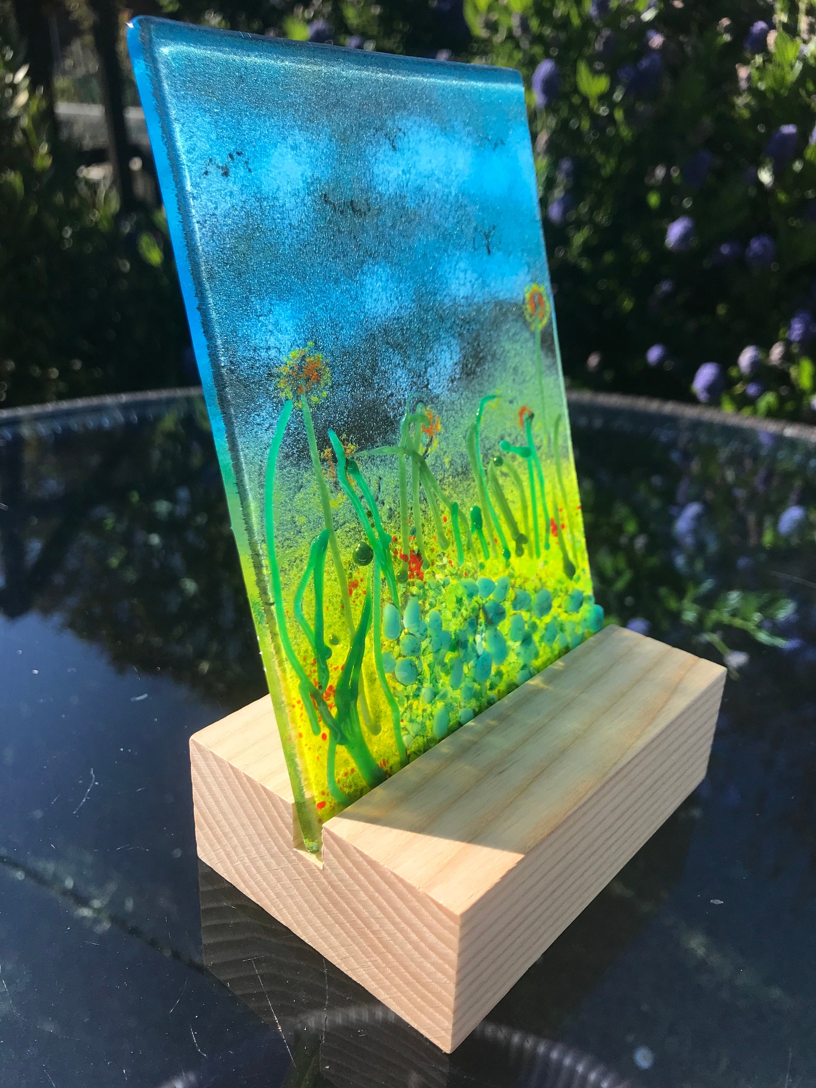 Meadow and pond made from fused glass made in Cornwall UK | Etsy