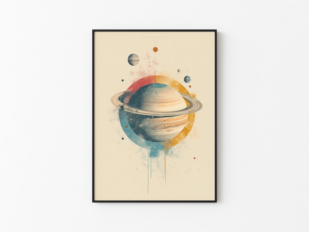 Solar System Abstract Japandi Minimalistic Style Instant Download Space ...