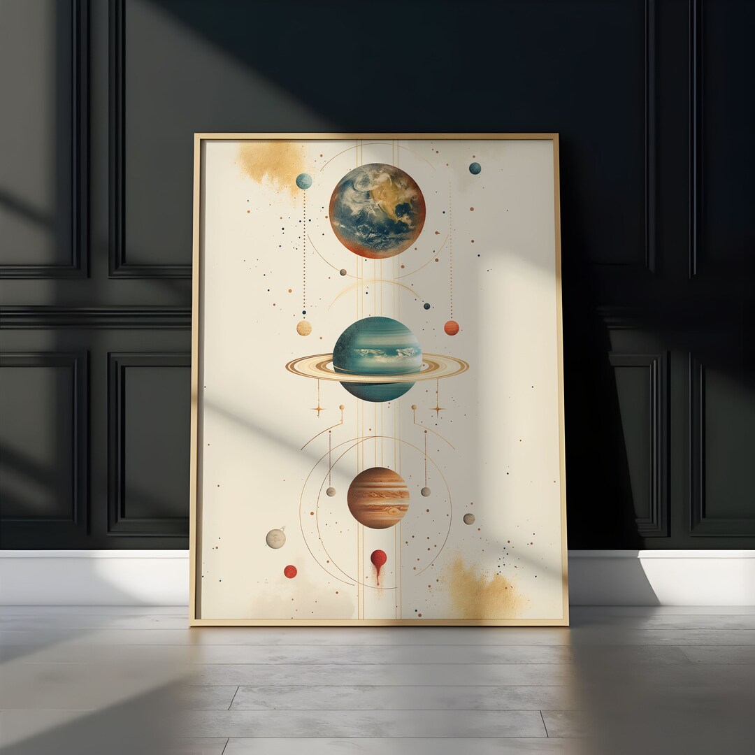Solar System Abstract Japandi Minimalistic Style Space Art Poster ...