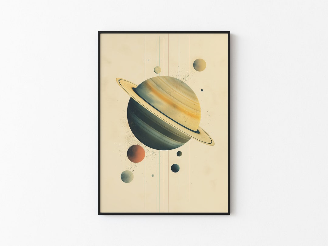Solar System Abstract Japandi Minimalistic Style Instant Download Space ...