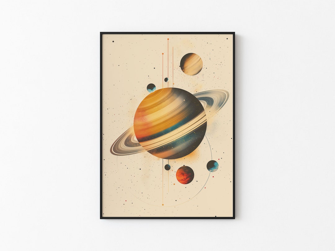 Solar System Abstract Japandi Minimalistic Style Instant Download Space ...