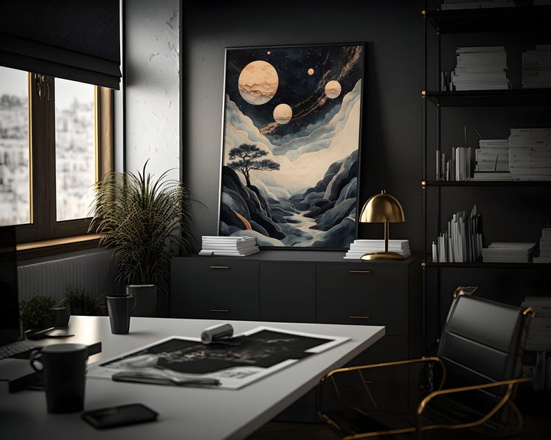 Solar System Abstract Japandi Bonsai Minimalistic Style Instant ...