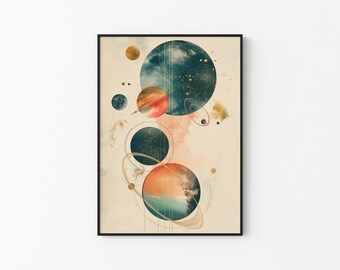 Solar System Abstract Japandi Minimalistic Style Instant Download Space ...