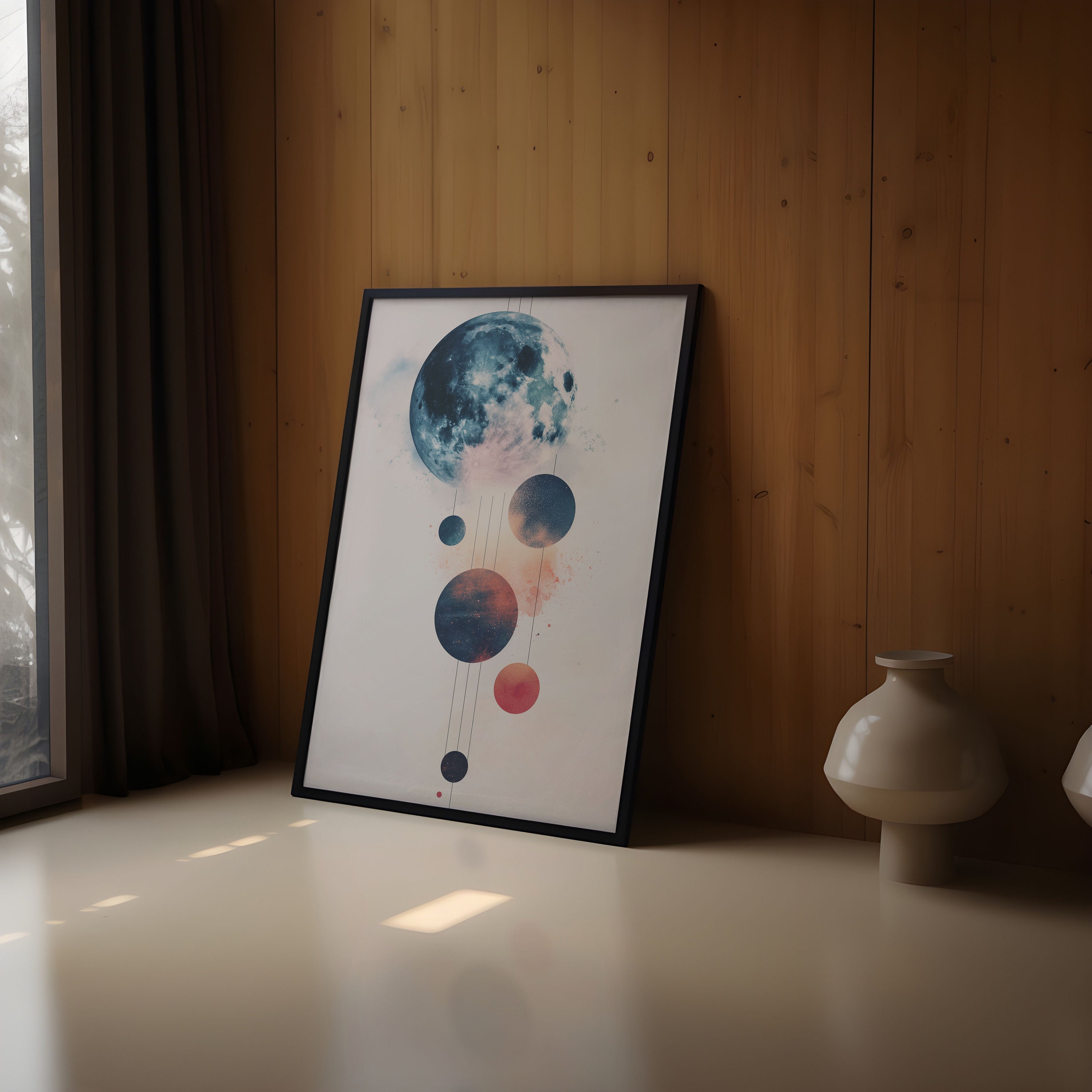 Solar System Abstract Japandi Minimalistic Style Instant Download Space ...