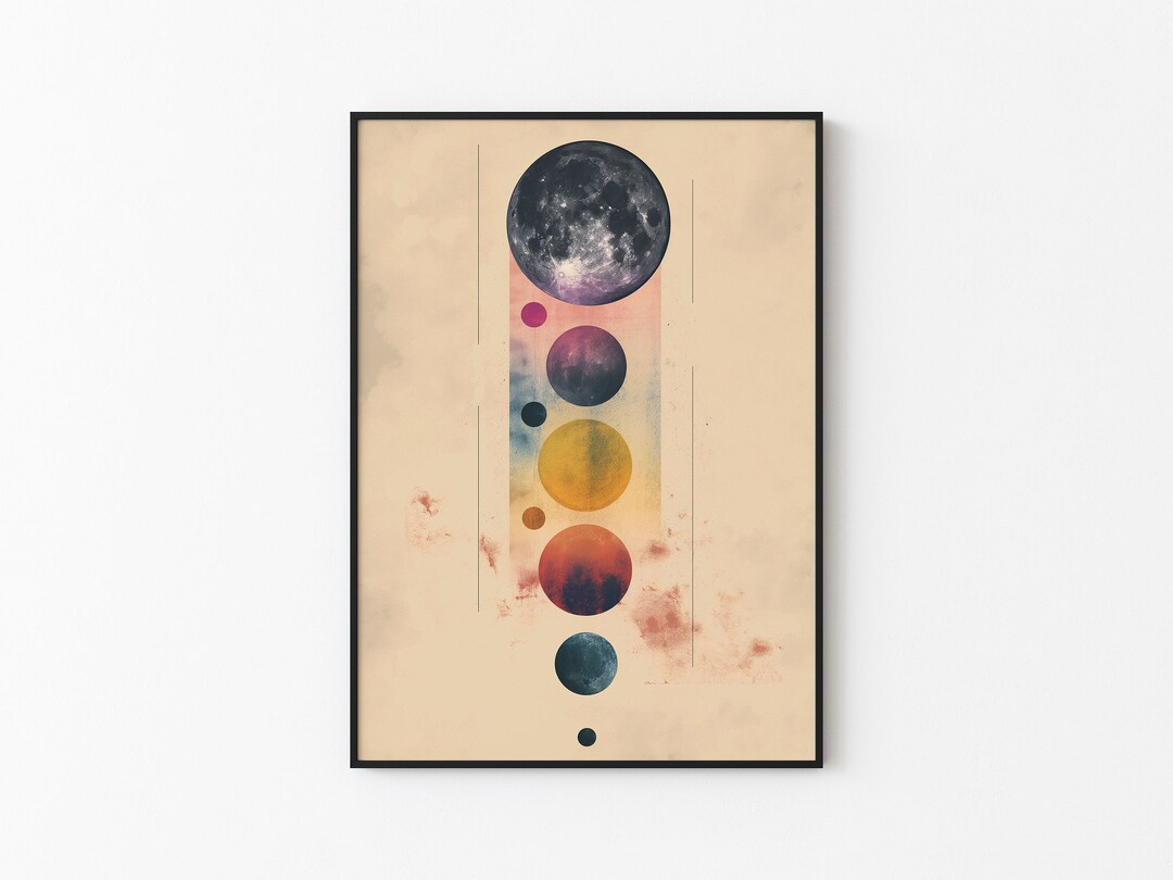 Solar System Abstract Japandi Minimalistic Style Instant Download Space ...