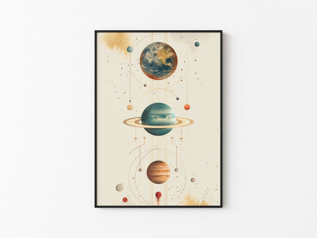 Solar System Abstract Japandi Minimalistic Style Instant Download Space ...