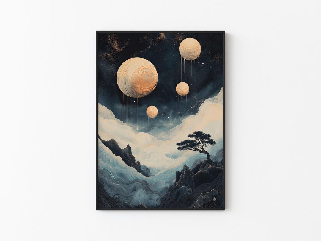 Solar System Abstract Japandi Bonsai Minimalistic Style Instant ...