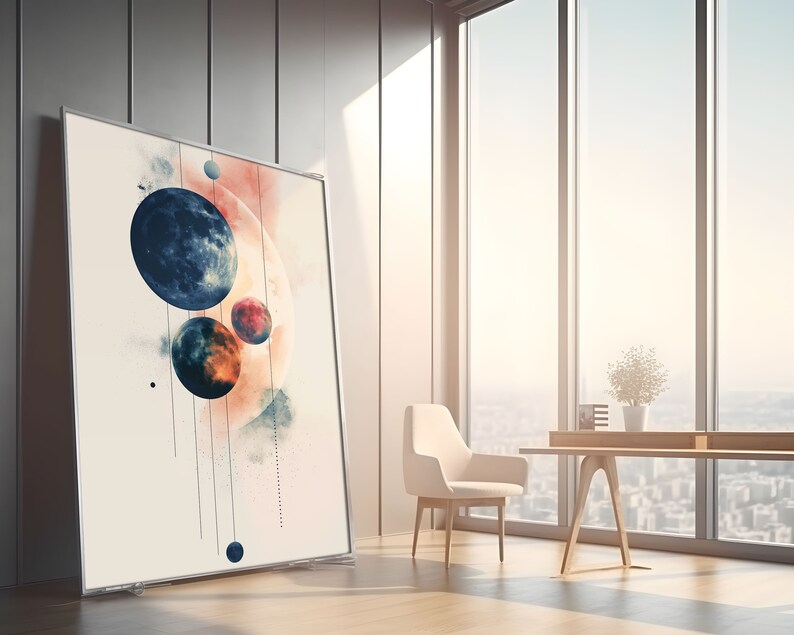Solar System Abstract Japandi Minimalistic Style Instant Download Space ...