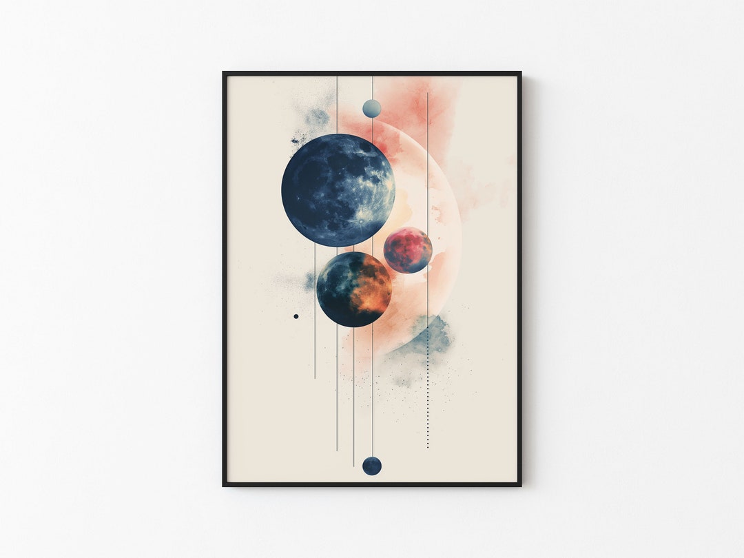 Solar System Abstract Japandi Minimalistic Style Instant Download Space ...