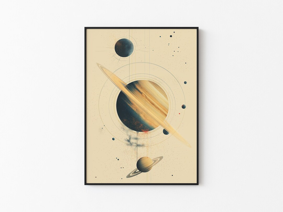 Solar System Abstract Japandi Minimalistic Style Instant Download Space ...