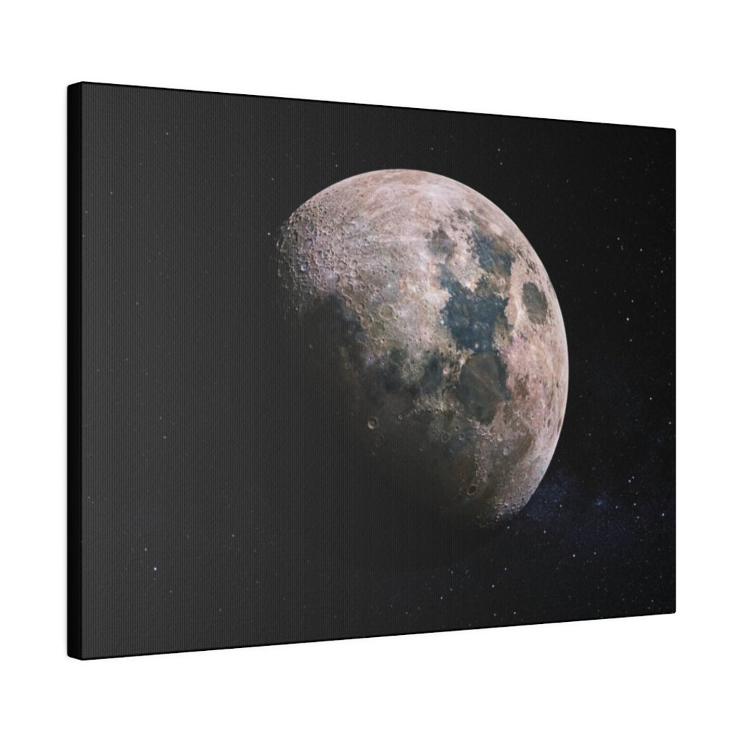 Large Moon Canvas Art, Colorful Moon Photo, Moon Canvas Print, Moon ...