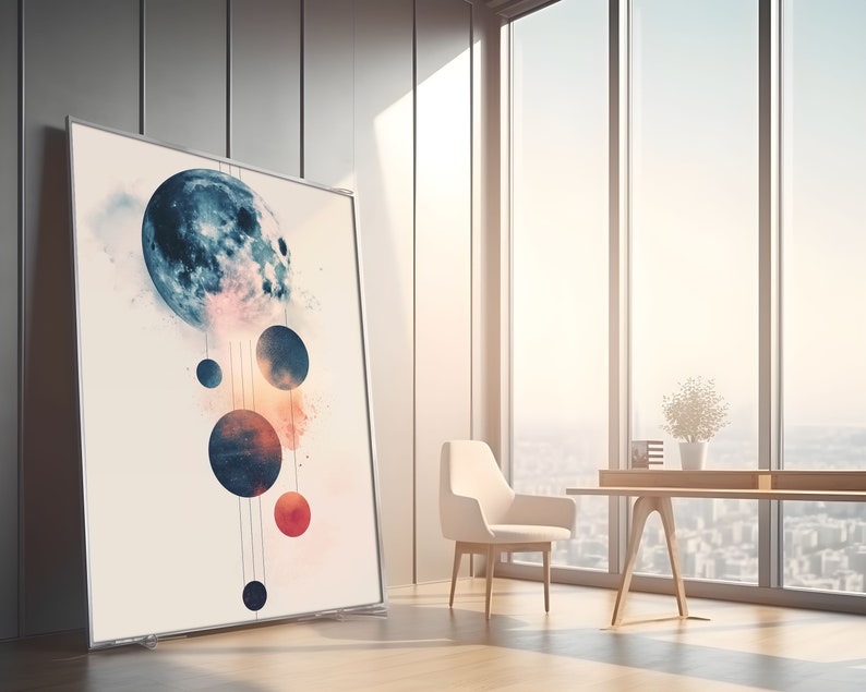 Solar System Abstract Japandi Minimalistic Style Instant Download Space ...