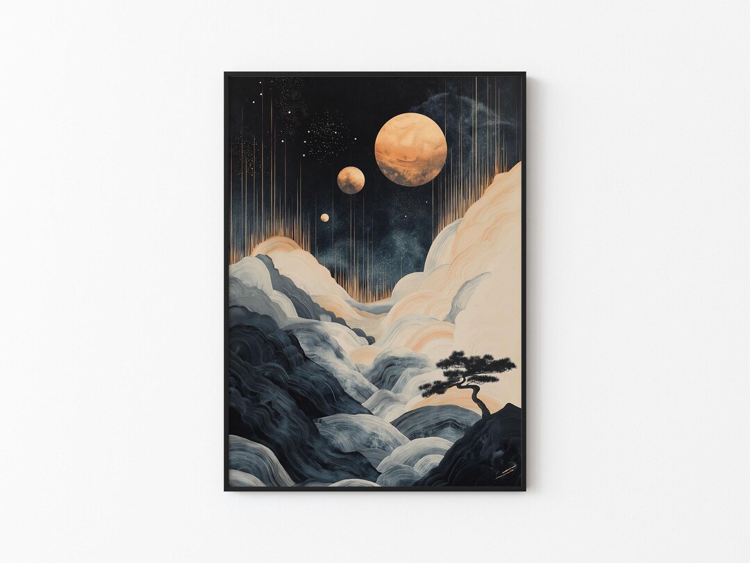 Solar System Abstract Japandi Bonsai Minimalistic Style Instant ...
