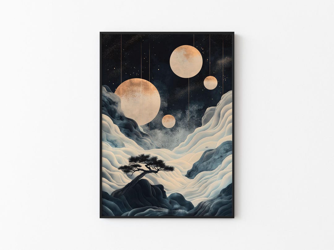 Solar System Abstract Japandi Bonsai Minimalistic Style Instant ...