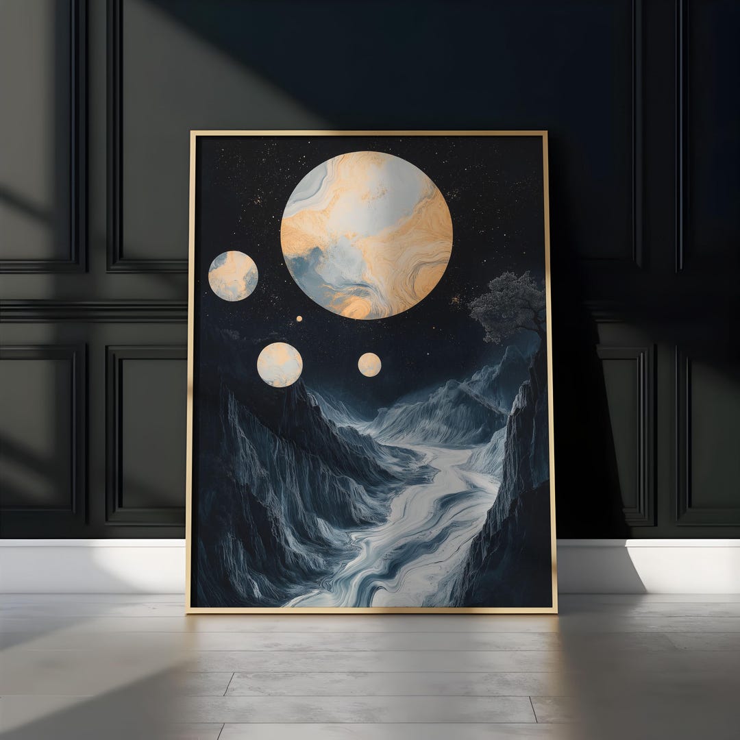 Solar System Abstract Japandi Bonsai Minimalistic Style Instant ...
