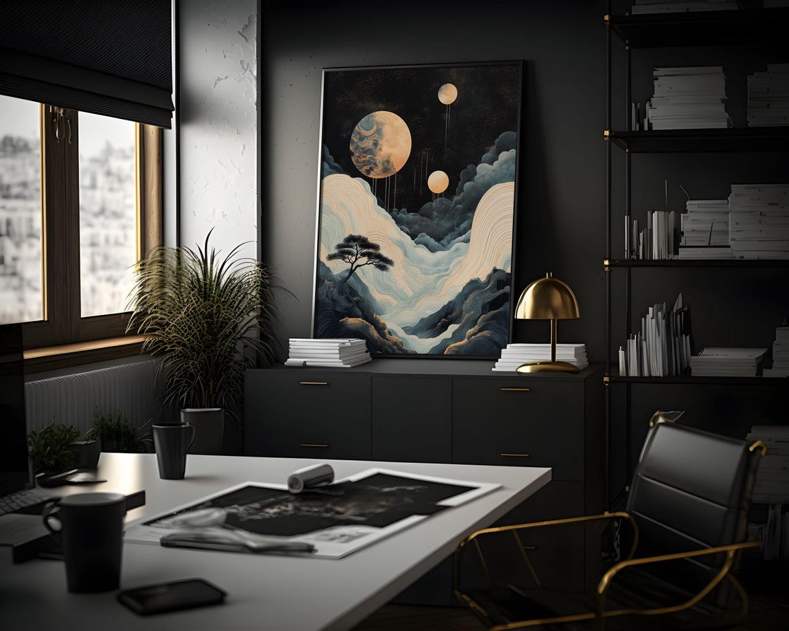 Solar System Abstract Japandi Bonsai Minimalistic Style Instant ...