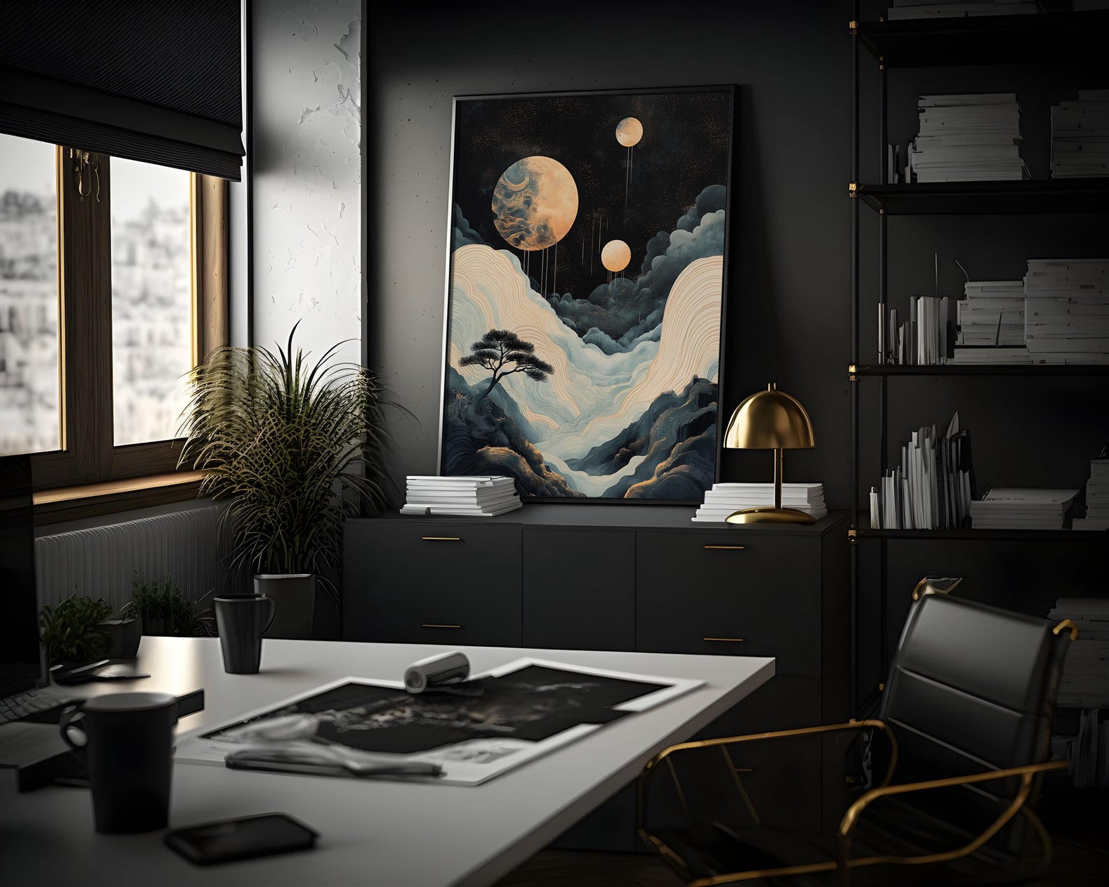 Solar System Abstract Japandi Bonsai Minimalistic Style Instant ...
