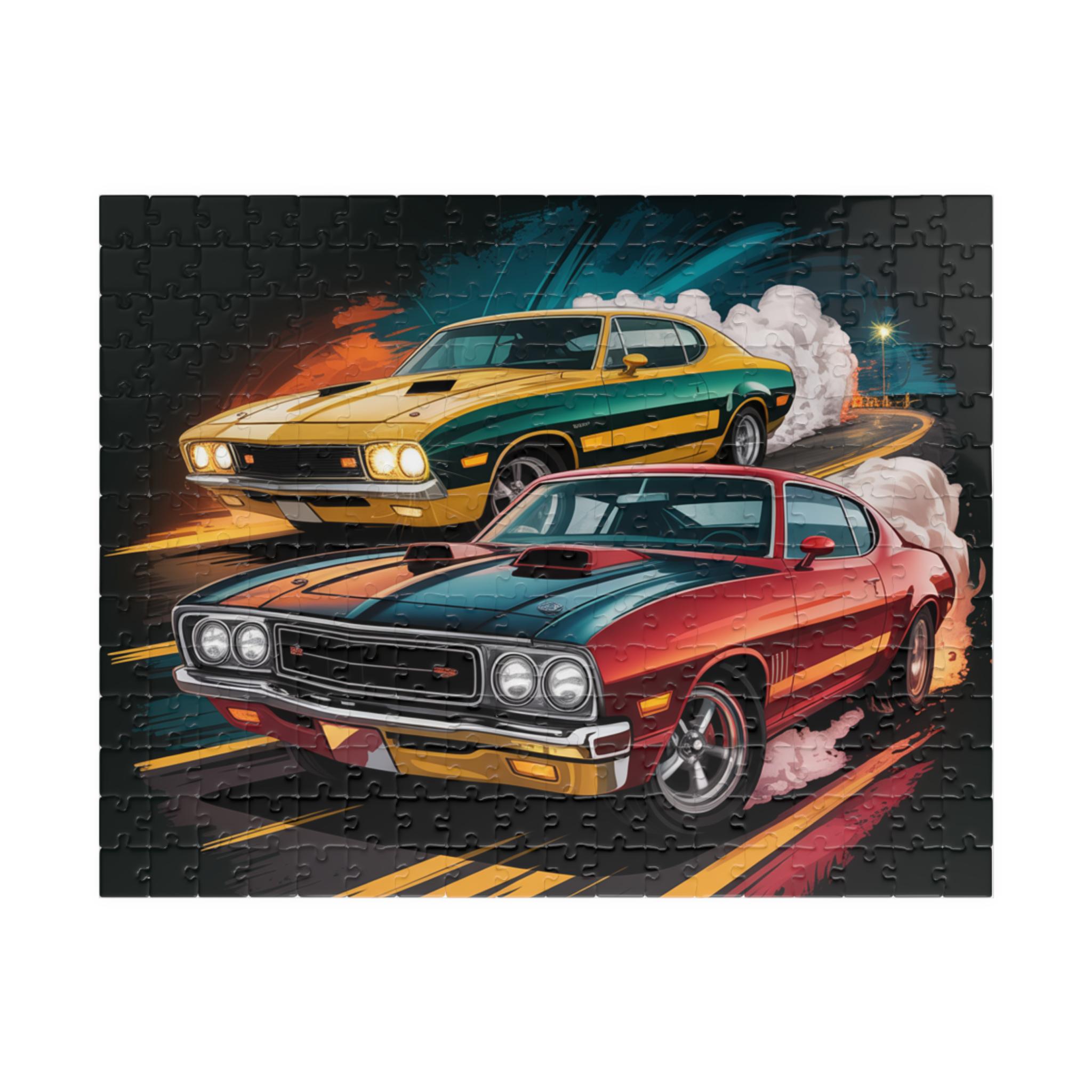 Vintage Muscle Cars Puzzle | Retro Racing Illustration 110-520 Pc - Etsy