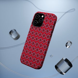Magnetic Red iPhone Case With Blue Floral Pattern - Durable Protection ...