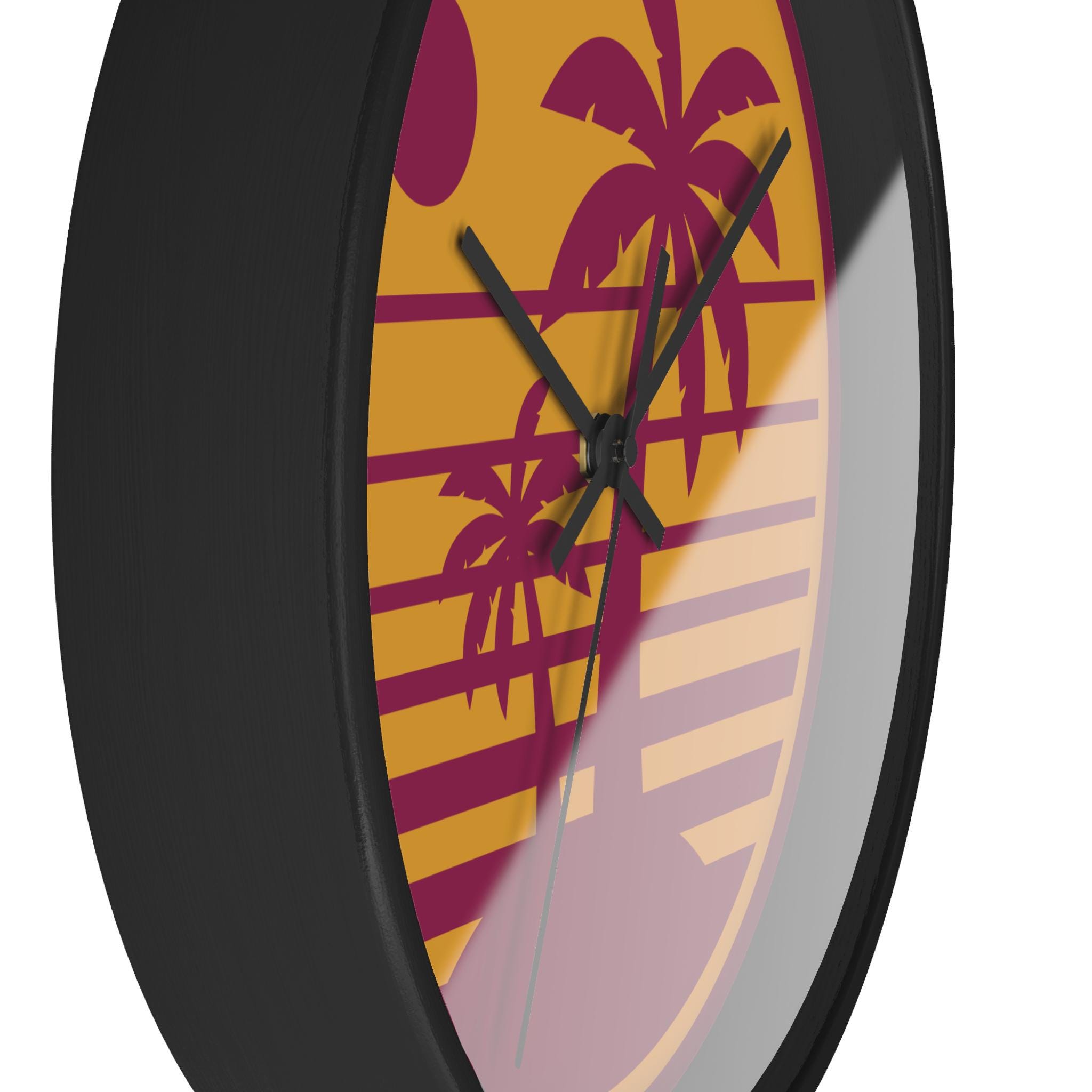Retro Tropical Sunset Wall Clock, Beach Vibes Round Clock, Coastal Home ...