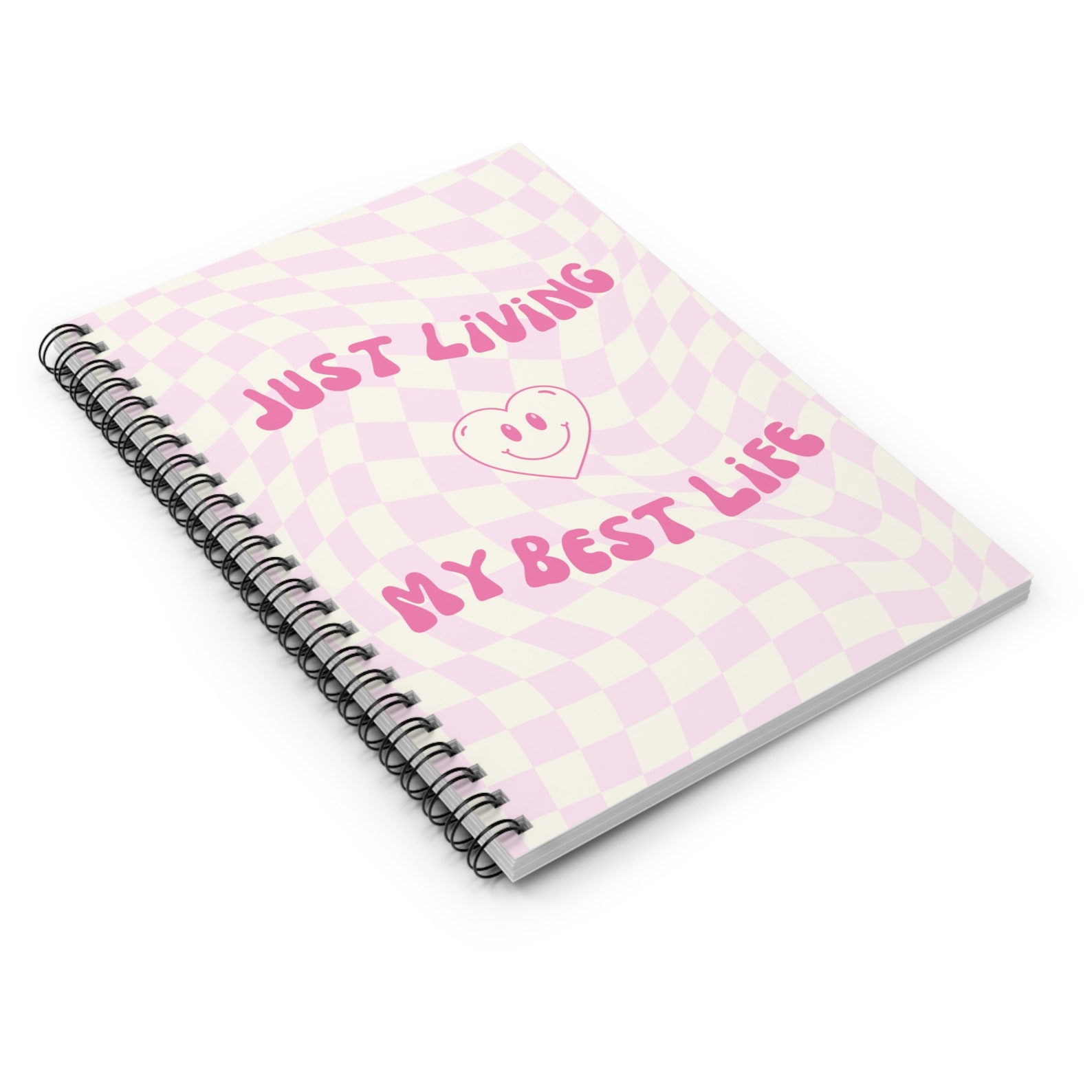 Pink and White Spiral Notebook Ruled Journal | Inspirational Stationery ...