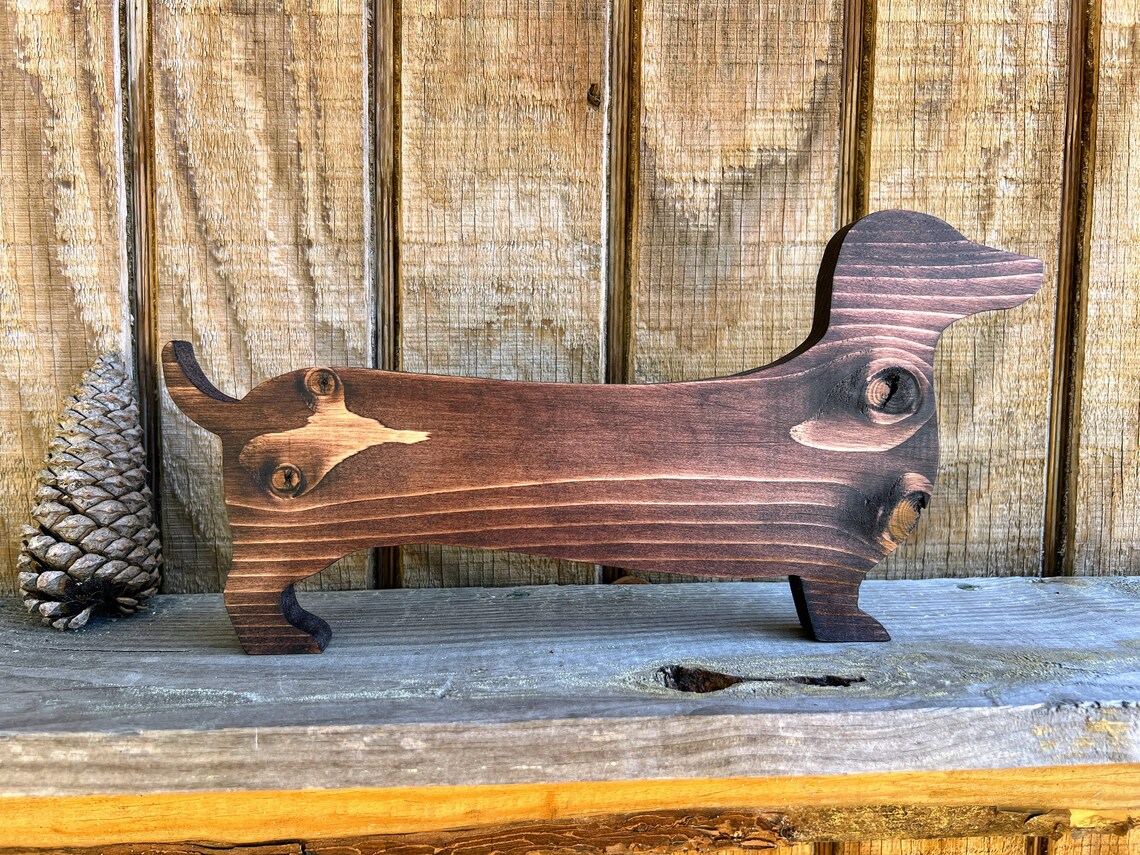 Rustic Dachshund Wood Cutout Handcrafted Gift for Dog Lovers Pine Wood ...