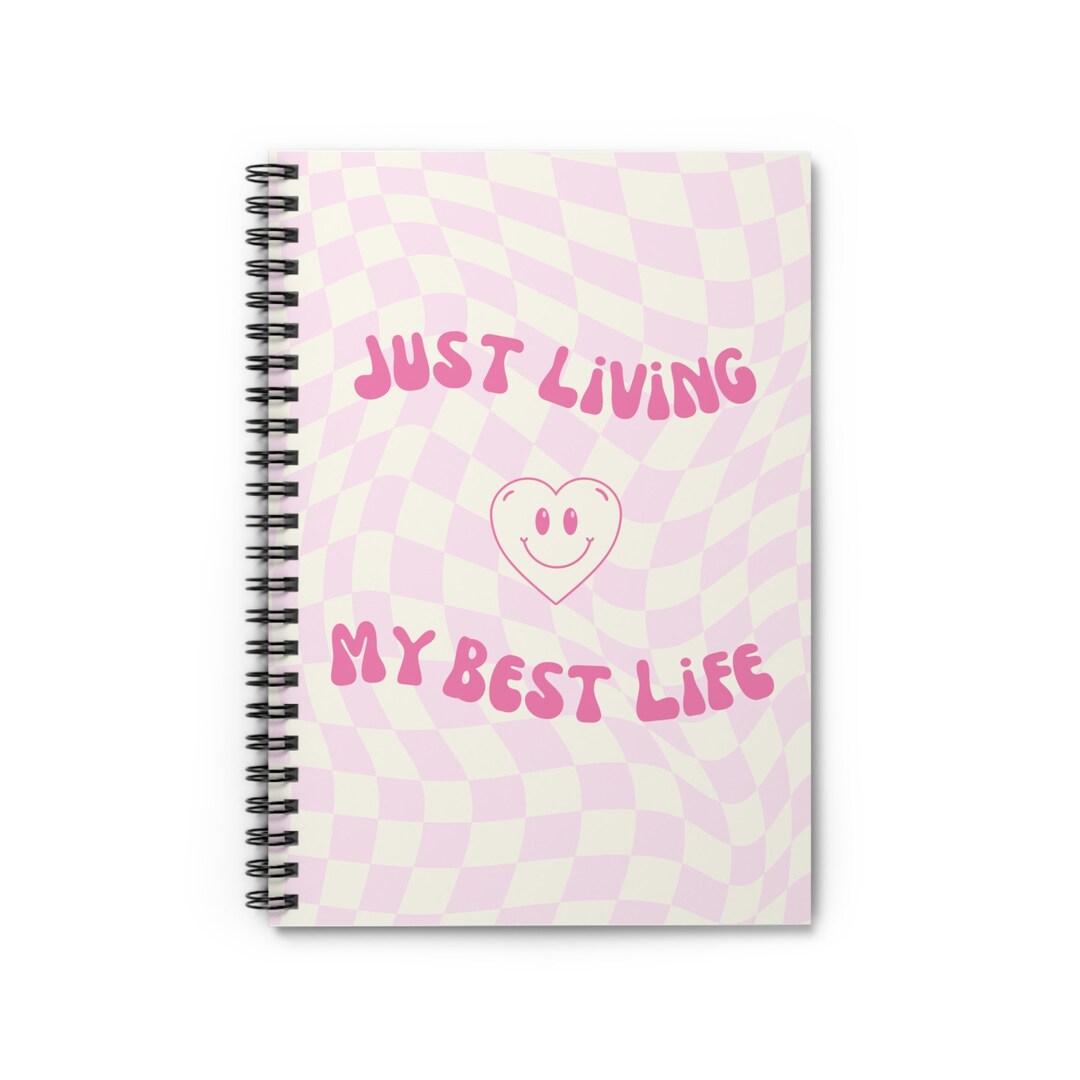 Pink and White Spiral Notebook Ruled Journal With 'living My Best Life ...