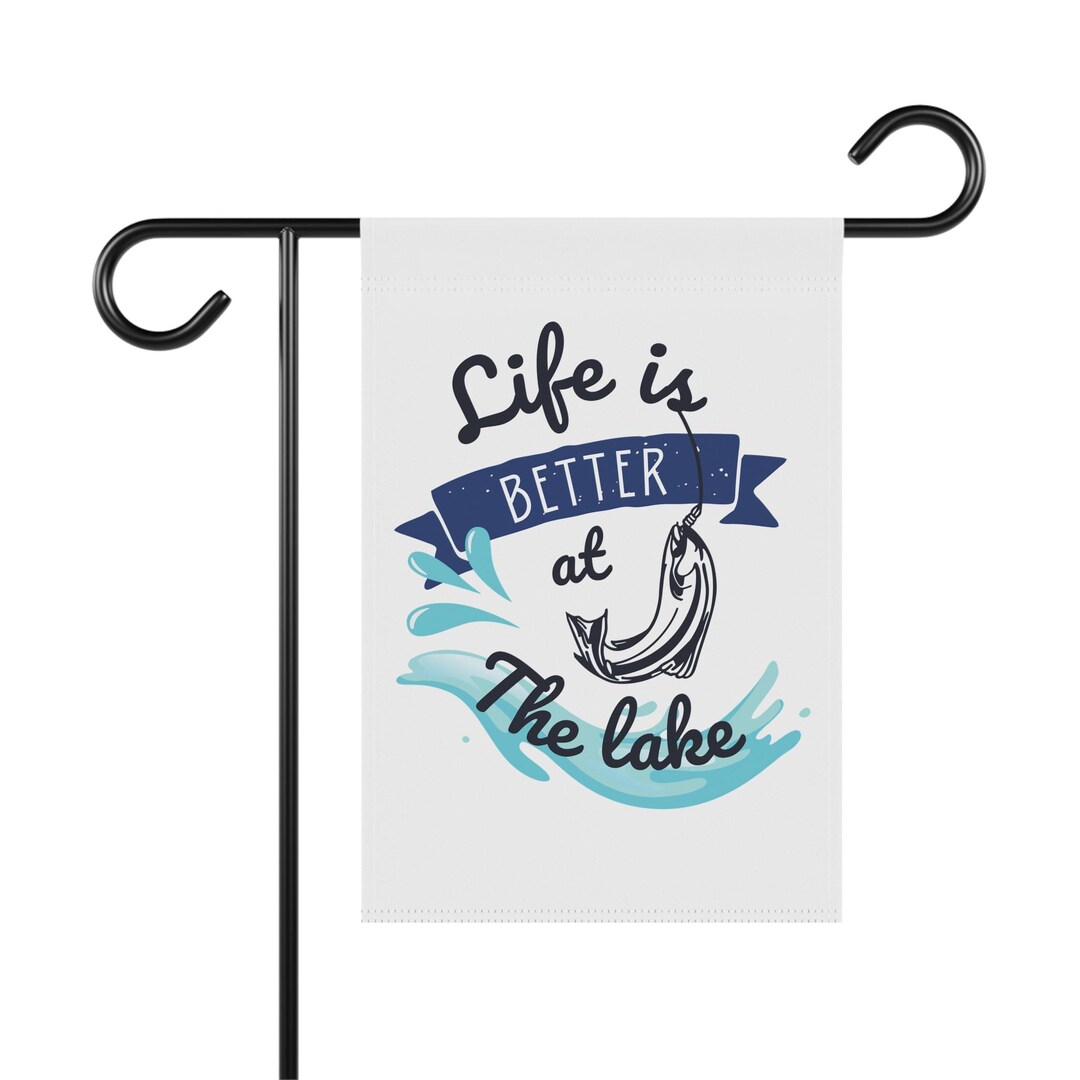 Lake Life Garden Banner: Fishing Theme Outdoor Decor (12x18") - Etsy