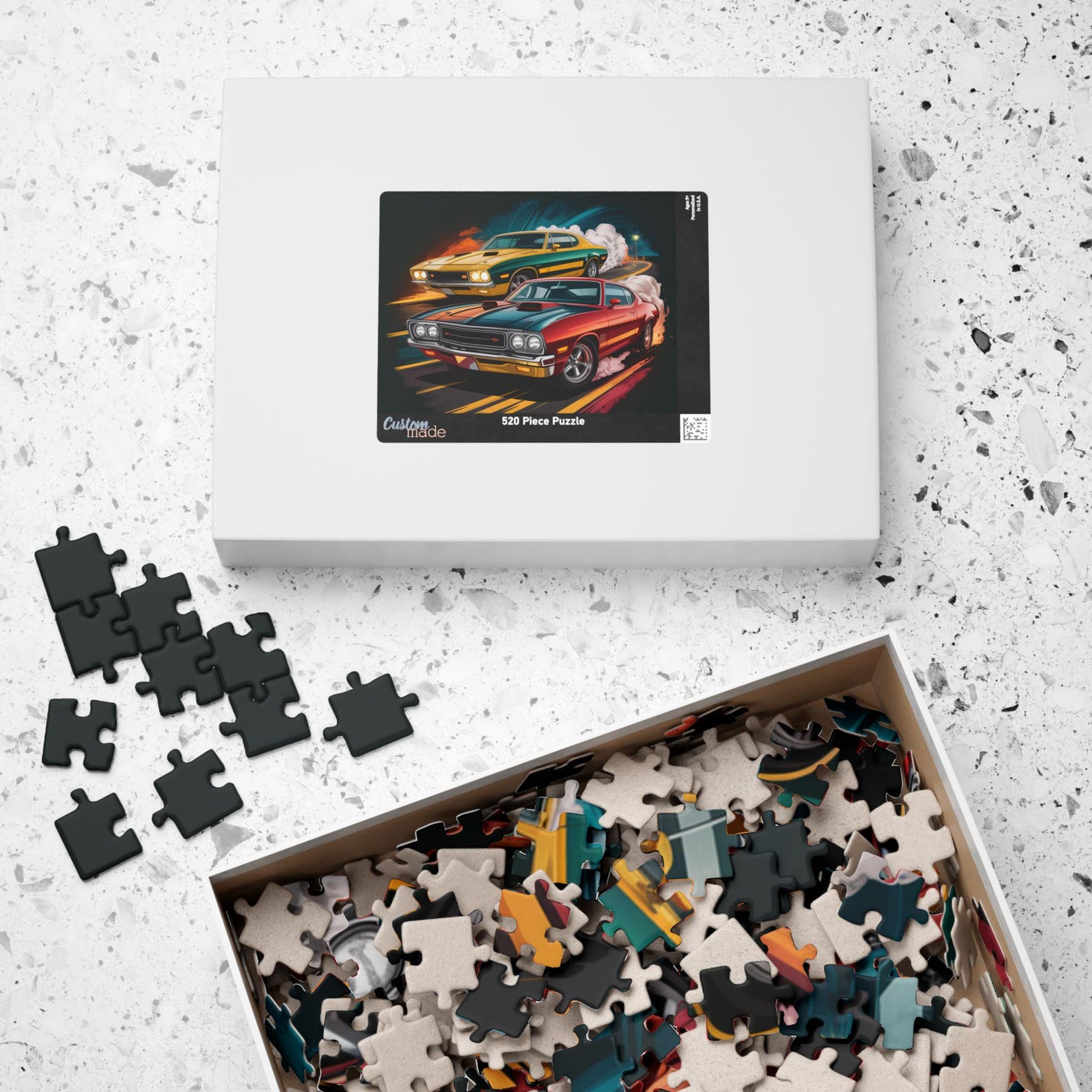Vintage Muscle Cars Puzzle | Retro Racing Illustration 110-520 Pc - Etsy