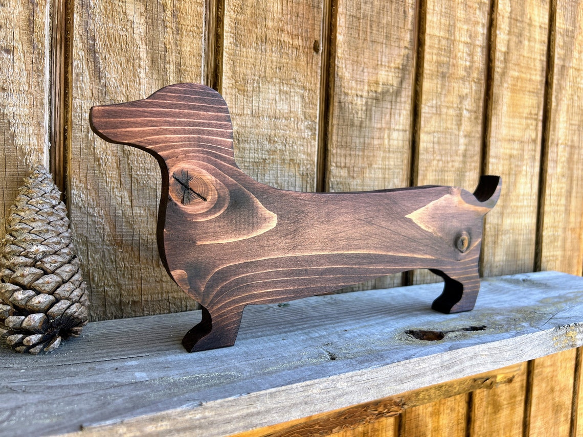Rustic Dachshund Wood Cutout Handcrafted Gift for Dog Lovers Pine Wood ...