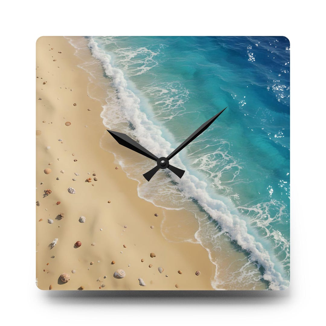 Coastal Wave Acrylic Wall Clock: Nautical Beach House Decor, Ocean ...