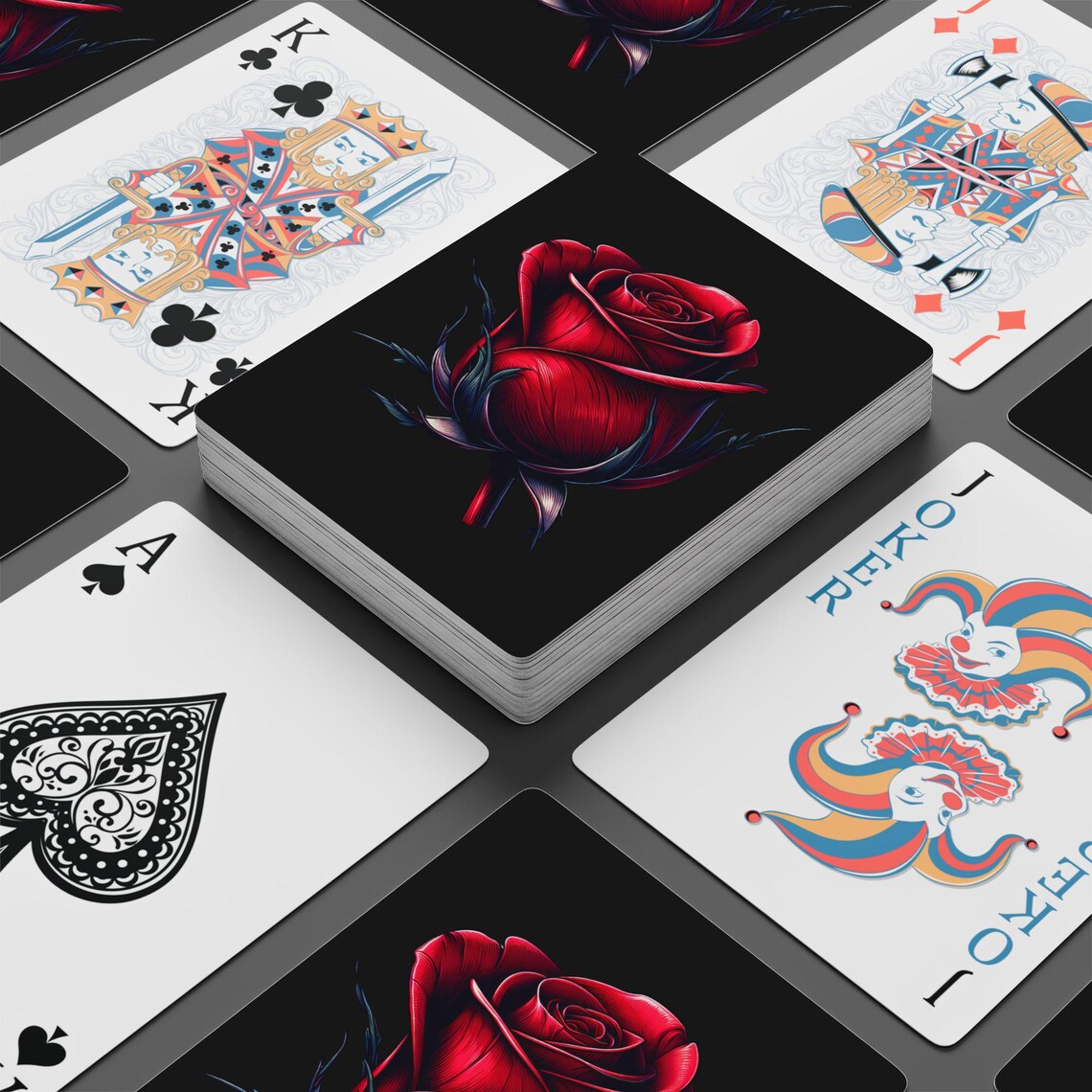 Rose & Ace of Spades Poker Cards: Unique Card Game Set - Etsy