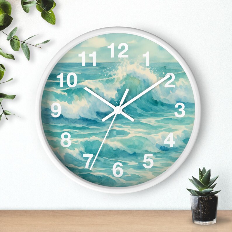 Serene Ocean Waves Wall Clock: Nautical Beach House Decor, Coastal Gift ...