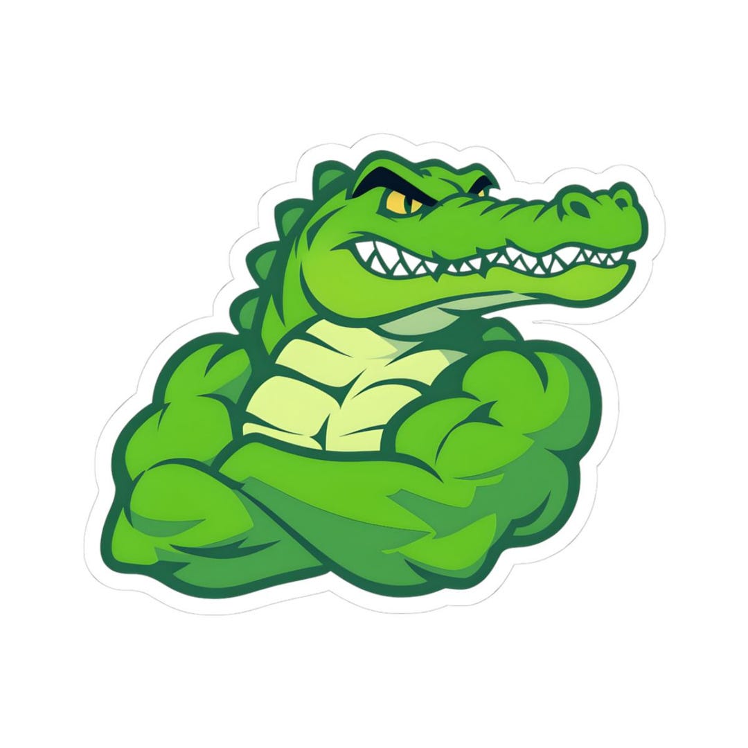 Muscular Alligator Sticker | Kiss-cut Vinyl Crocodile Decal - Etsy