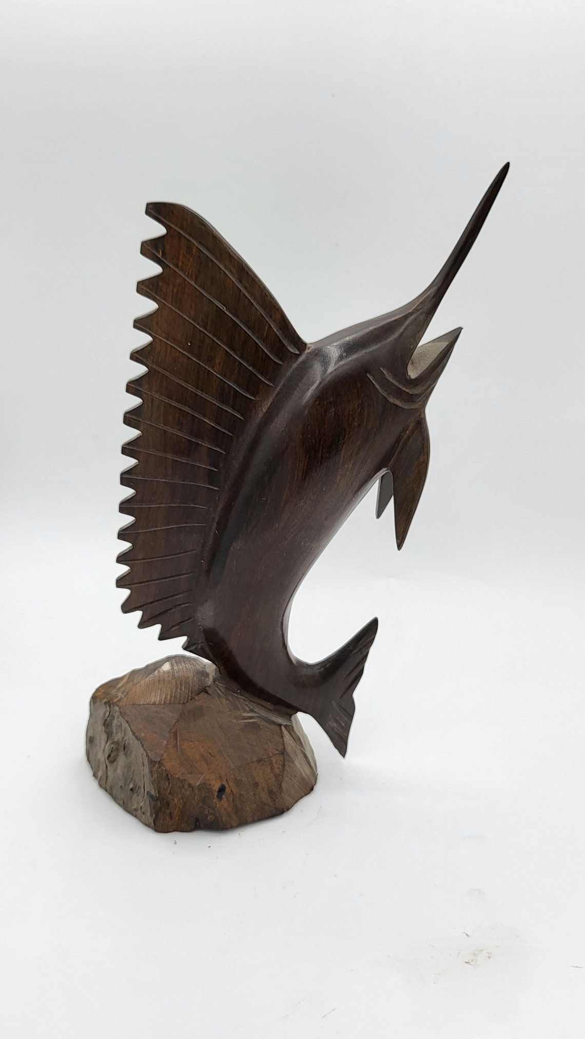 Large 10.5 Inch Carved Sail Fish/sword Fish/marlin in Ironwood - Etsy