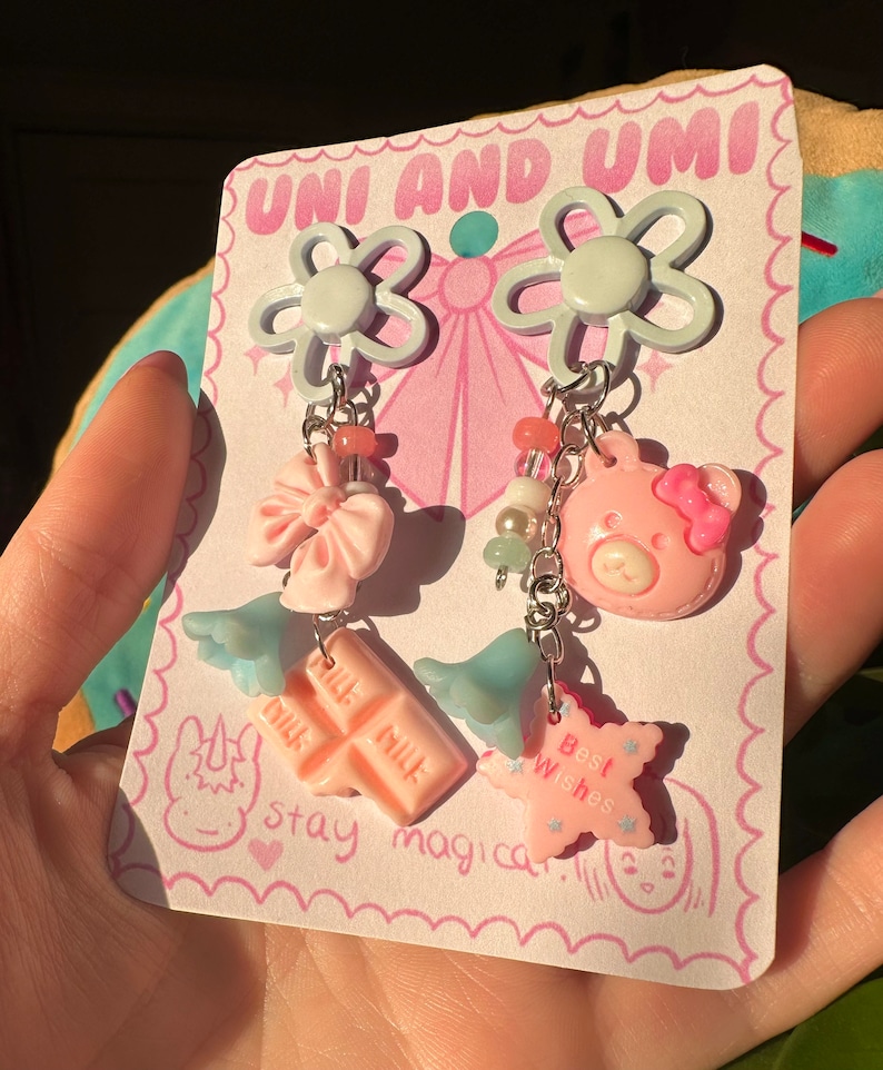 Sweet Teddy Decora Earrings Harajuku Accessories Cutecore - Etsy