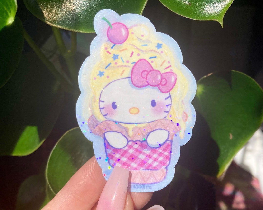 Kitty Ice Cream Sticker Waterproof Sticker Holographic Anime Sticker ...